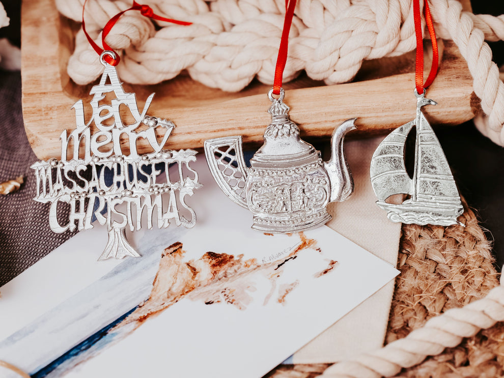 Massachusetts Gifts - Teapot - Sailboat - Massachusetts Christmas Orna ...